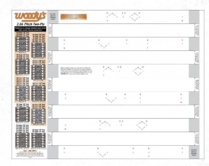 Woodys 286t-temp-2 Woodys Stud Template 2.86 Pitch Two Ply Tracks ...