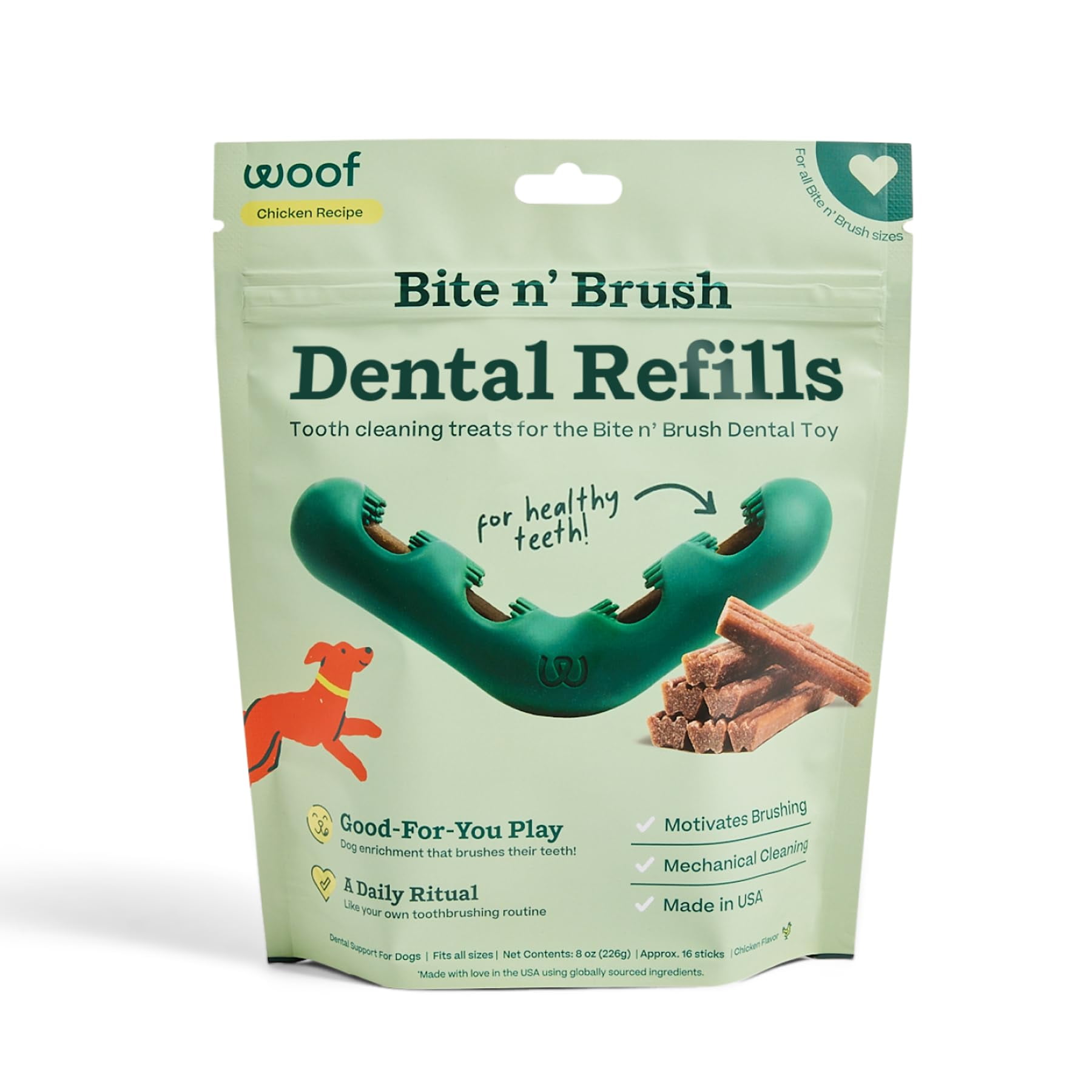 WOOF - Bite n' Brush Refills for The Dog Toothbrush Toy - Scrub Plaque ...