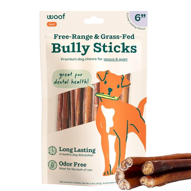 WOOF Bully Sticks Dog IRF13 Treats - Chew Sticks for Dogs - Long ...