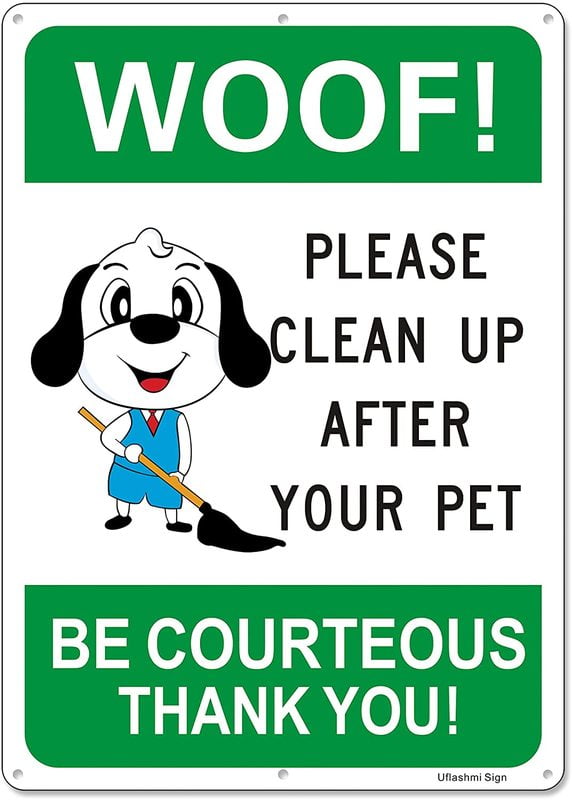 WOOF! Please Clean up After Your Pet Sign Metal, Pick up Your Dog Poop ...