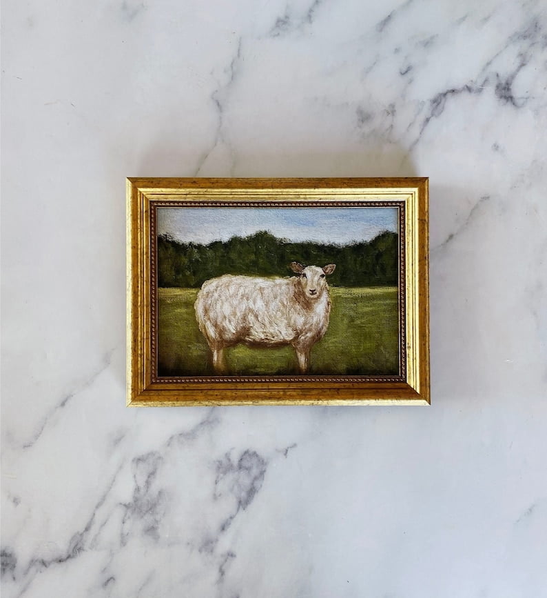 WOOLY Art Print Unframed Sheep Oil Painting Print Small Sheep Oil ...