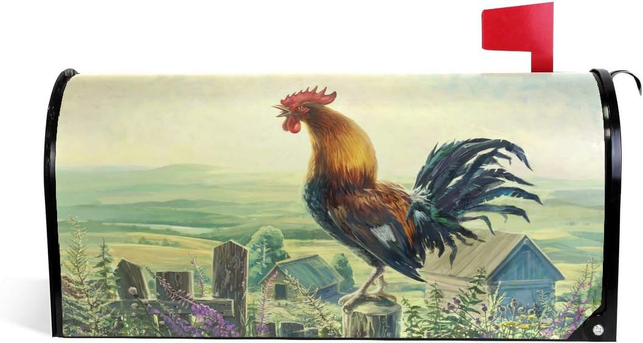 WOOR Rooster in Summer Landscape Magnetic Mailbox Cover MailWraps ...