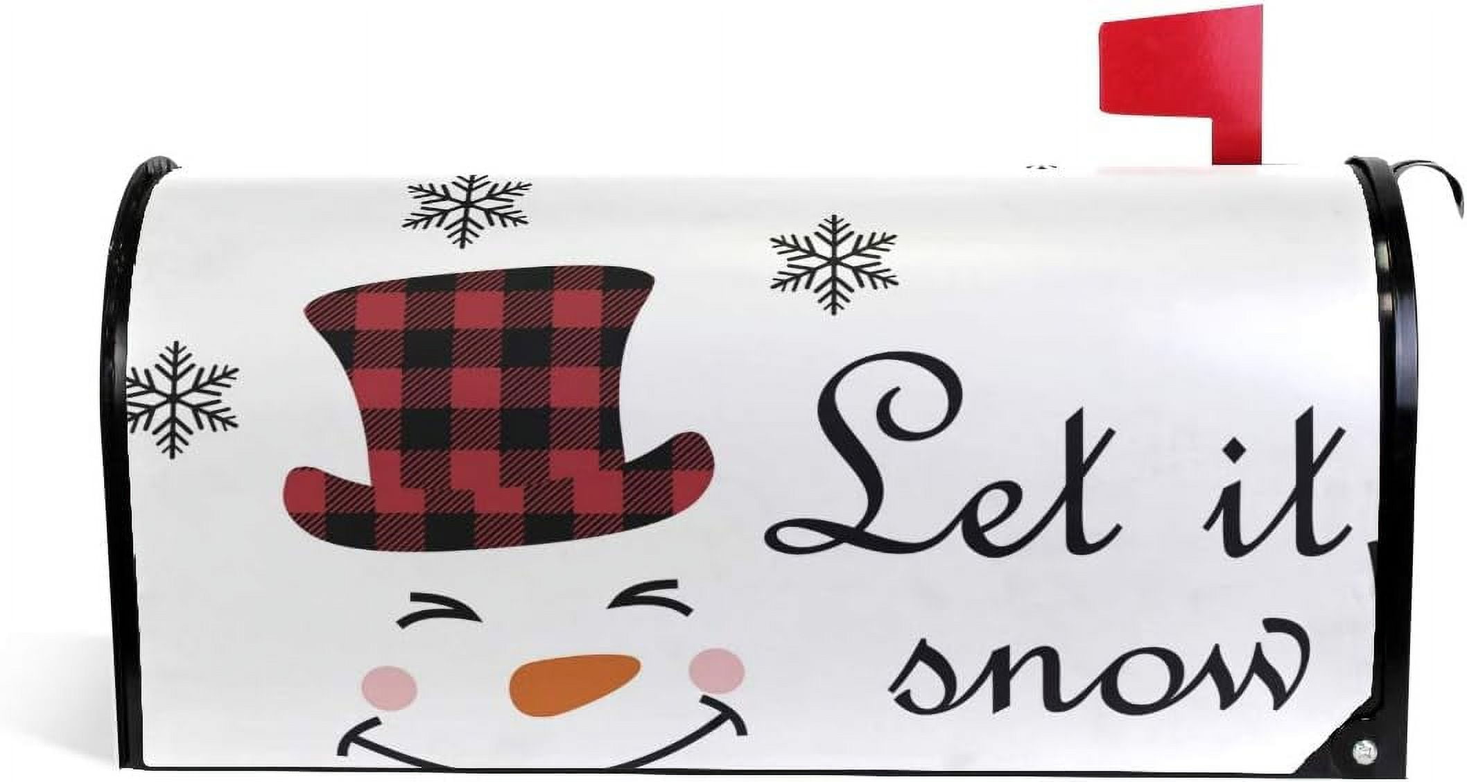 WOOR Snowman Face Let It Buffalo Plaid Merry Christmas Magnetic Mailbox ...