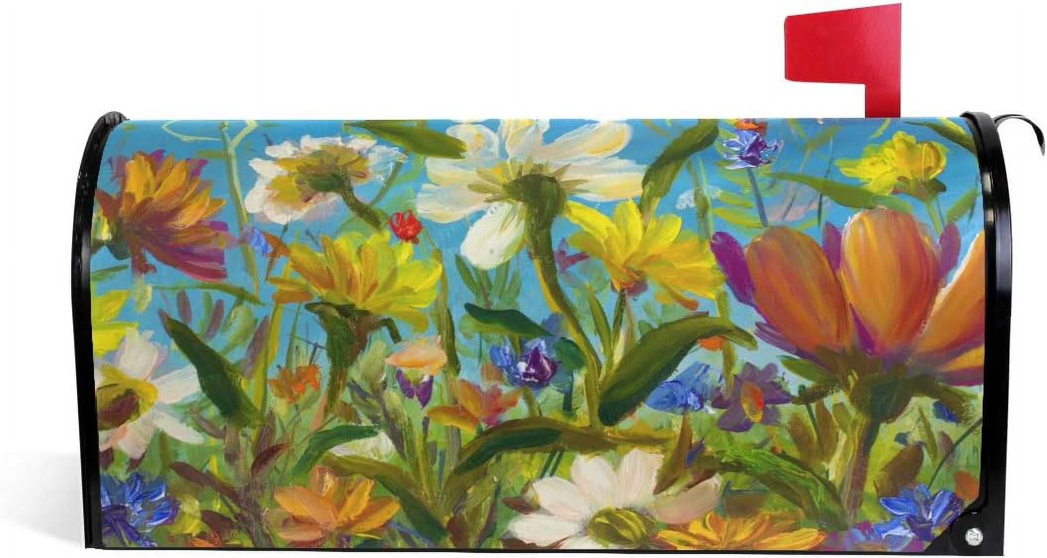 WOOR Spring Field Flowers Magnetic Mailbox Cover MailWraps Garden Yard ...