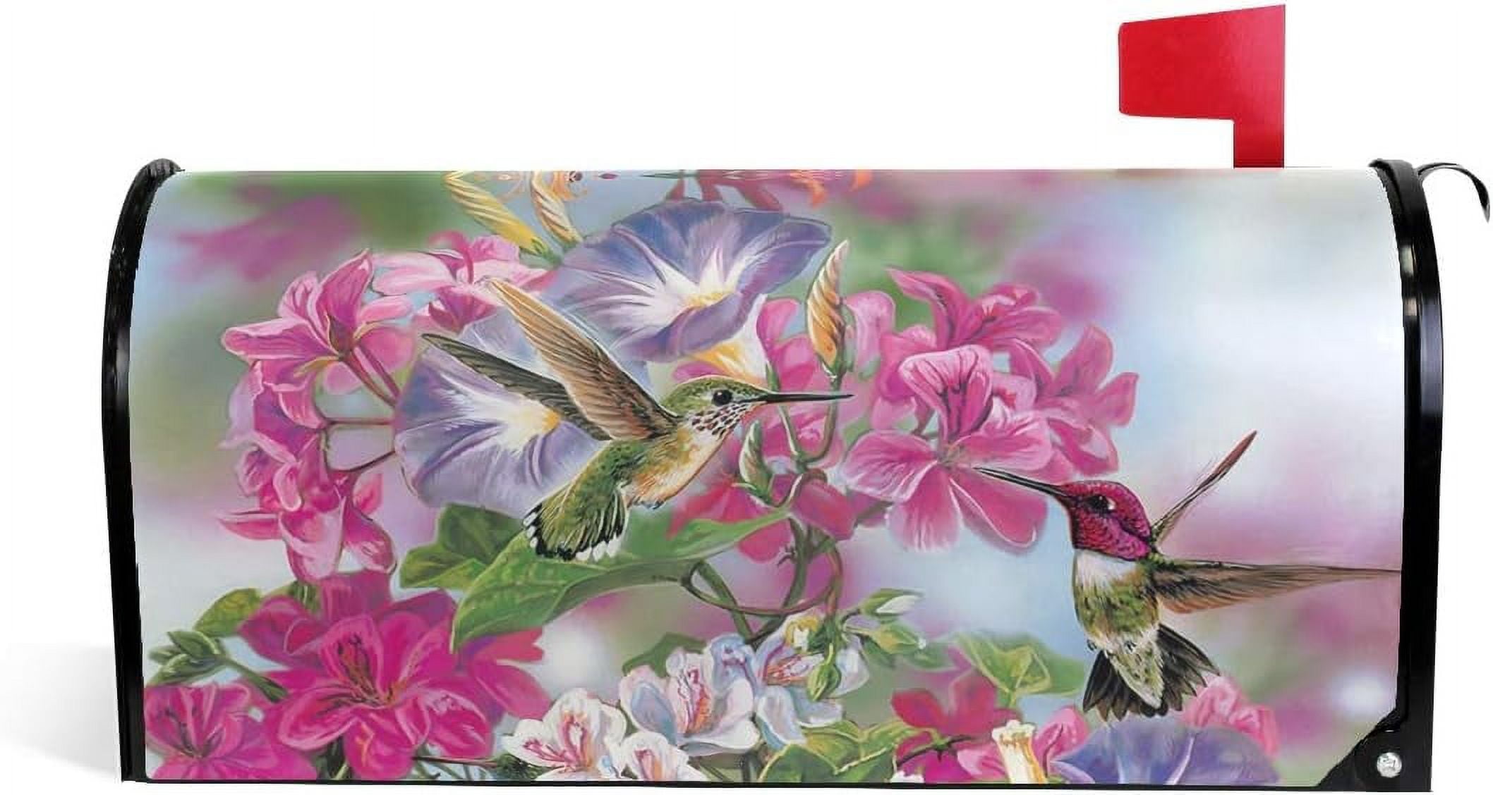 WOOR Spring Hummingbird and Flowers Magnetic Mailbox Cover MailWraps ...