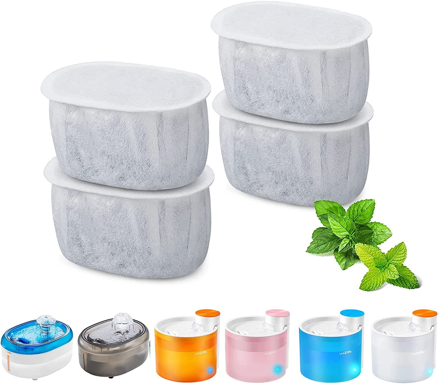 WOPET 4-Pack Pet Pump Replacement Filters for Cat Water Fountain ...