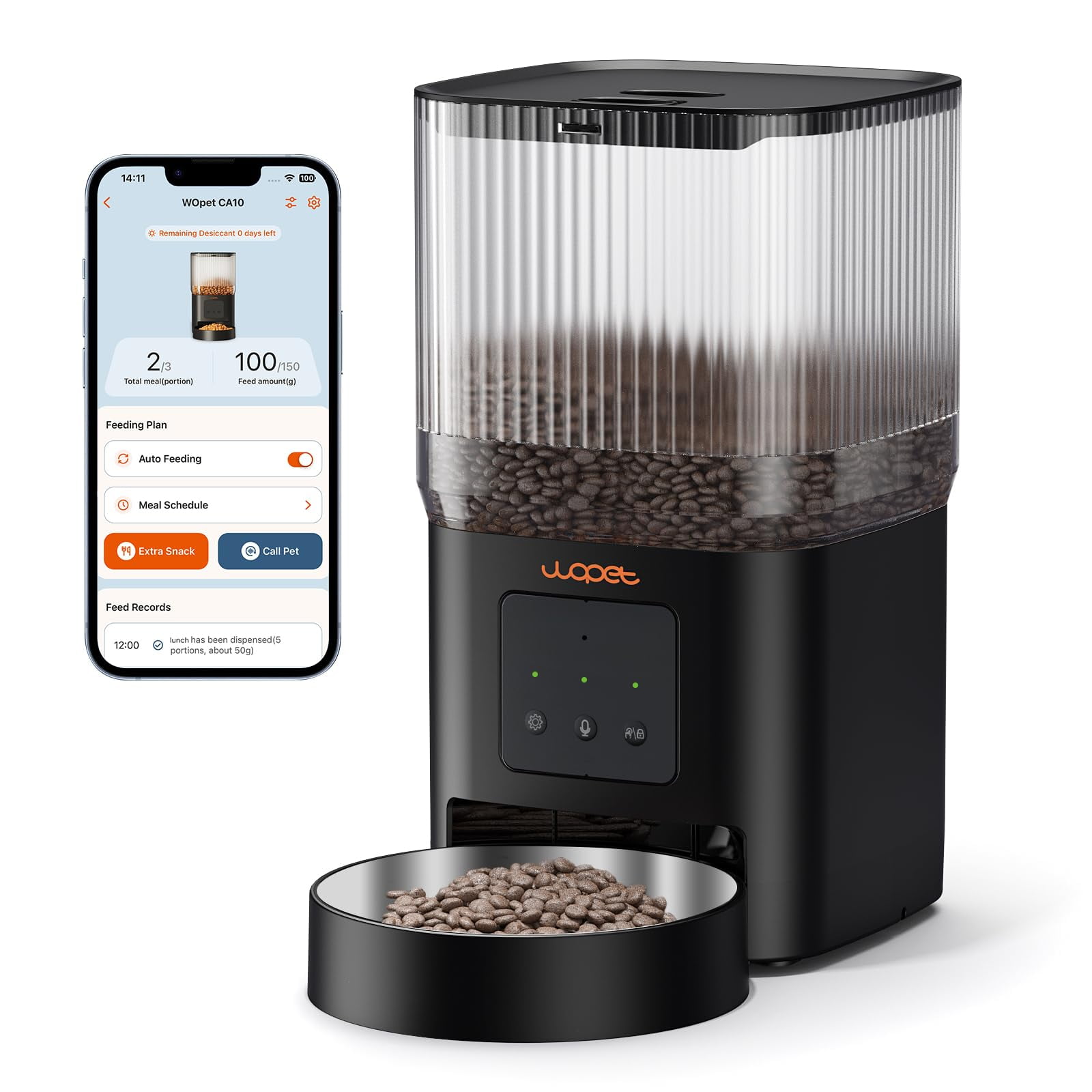 WOPET Automatic Cat Feeder, WiFi Automatic Dog Feeder with APP Control ...