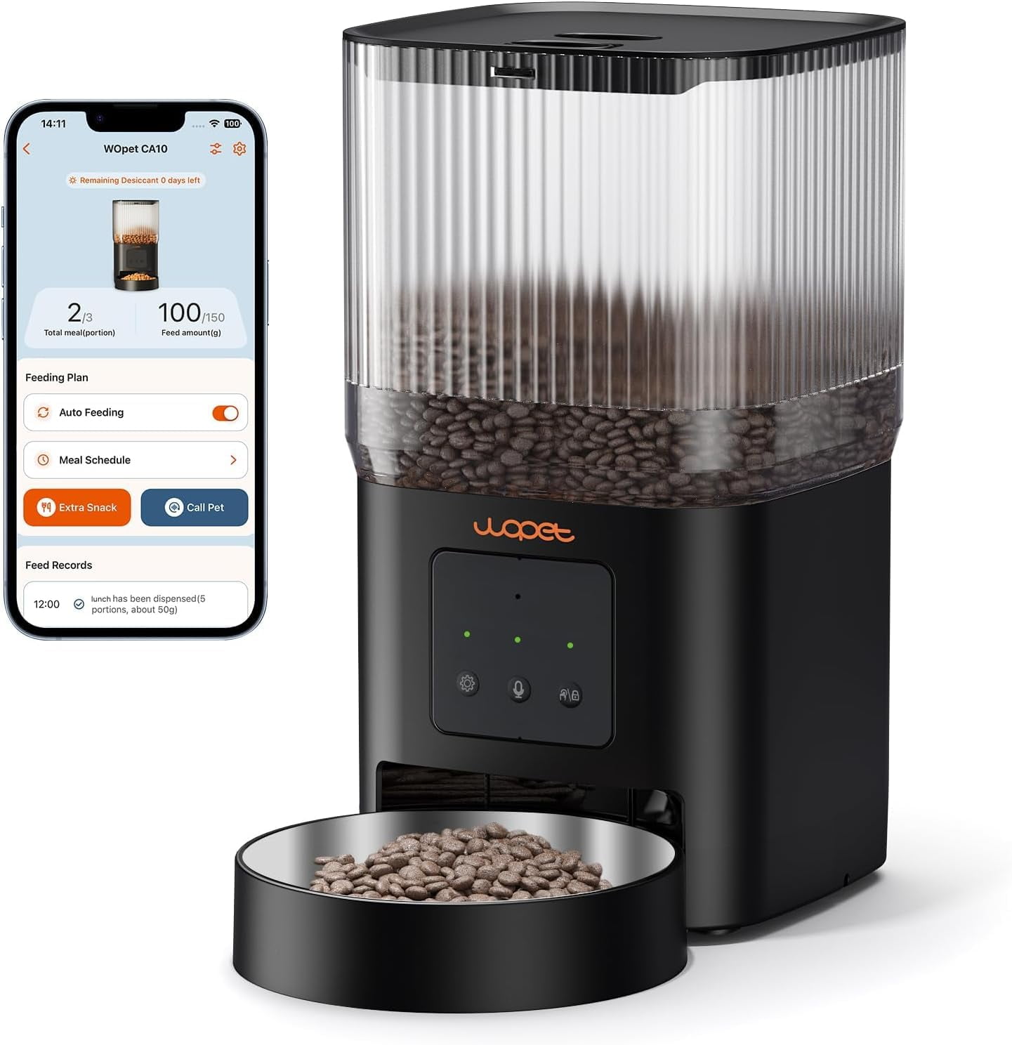 WOPET Automatic Cat Feeder, WiFi Automatic Dog Feeder with APP Control ...