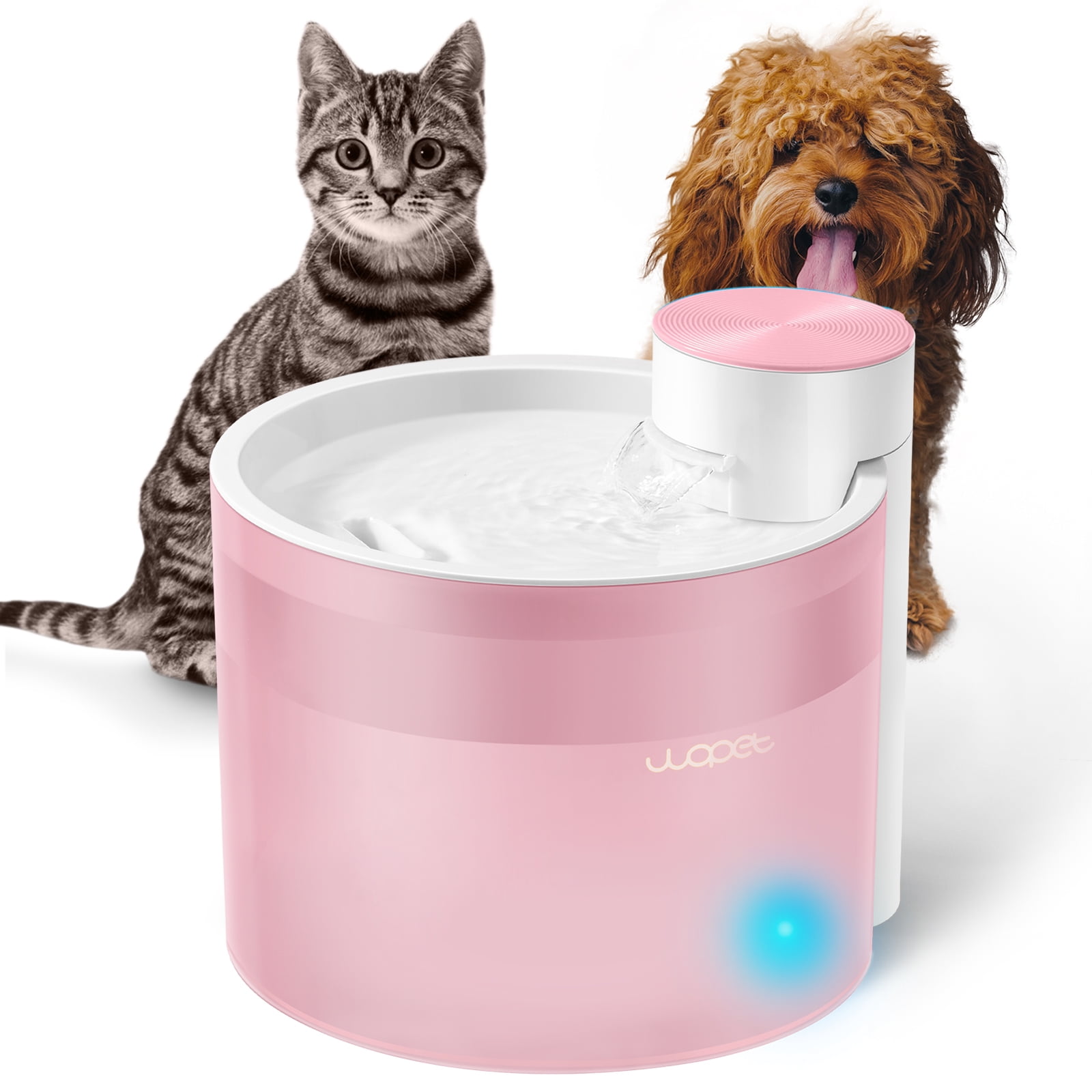 WOPET Pet Water Fountain, 118oz/3.5L, Ultra Silent, LED Light, Pink ...