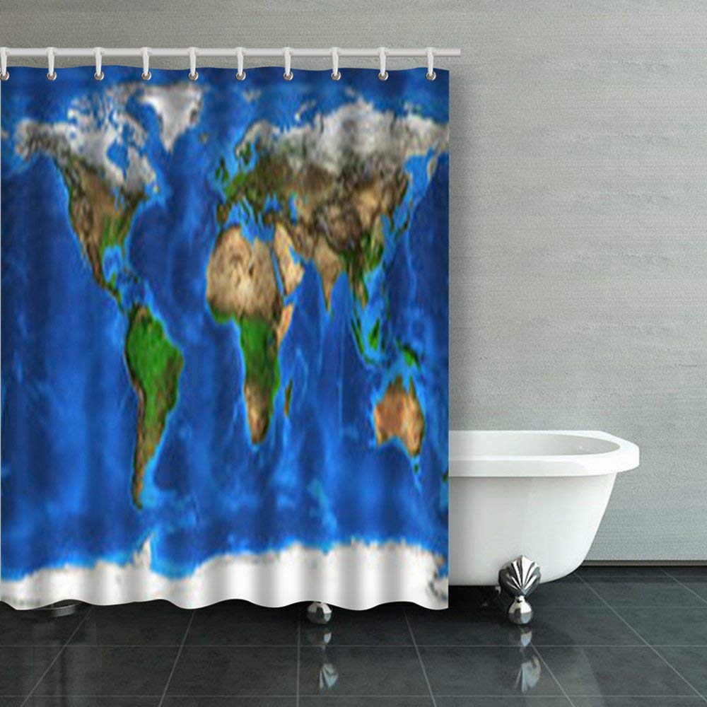 WOPOP Detailed Satellite View Earth Landforms Global Shower Curtains ...