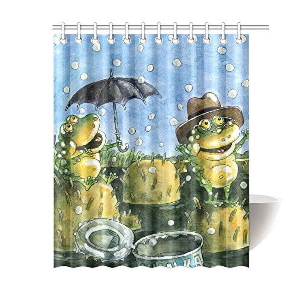 WOPOP Fun Animals Shower Curtain, Frogs Having fFun on the Swamp ...
