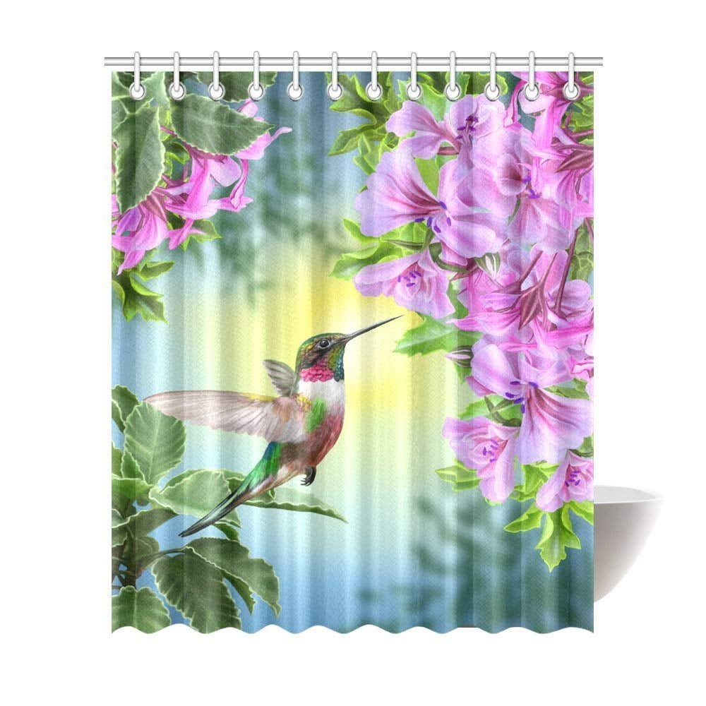 WOPOP Hummingbirds Shower Curtain, Art with Colibri Bird And Tree ...