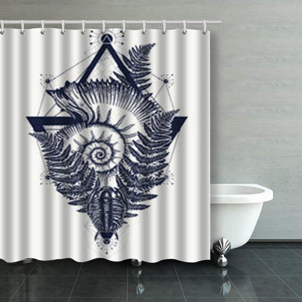 WOPOP Nautilus Shell Prehistoric Tattoo Art Ancient Geological Shower ...