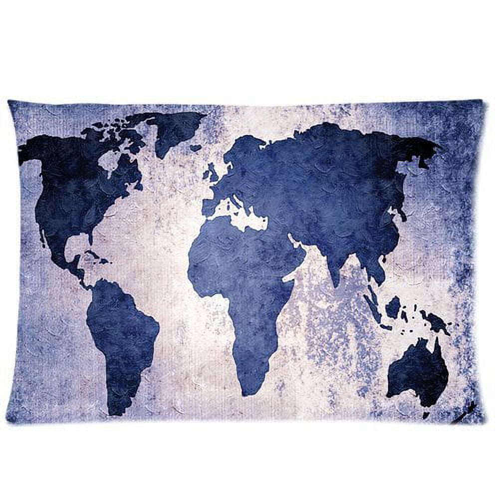 WOPOP Old Worn World Map mural Pillow Cases 20x30 inches Two Sides ...