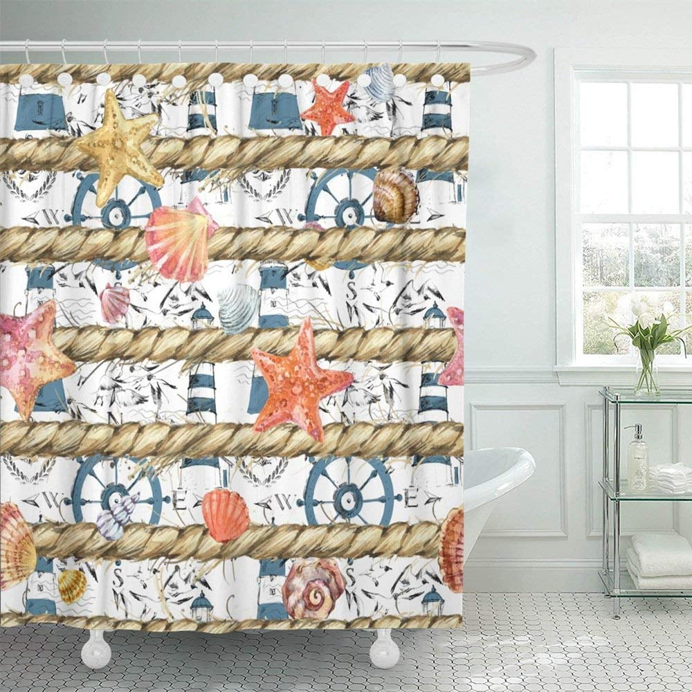 WOPOP Seashells Starfish Lighthouse and Helm Vintage Marine Design ...