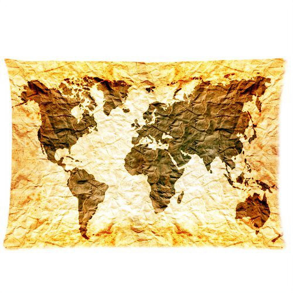 WOPOP Torn Worn Aged World Map Manuscript Pillow Cases 20x30 inches Two ...