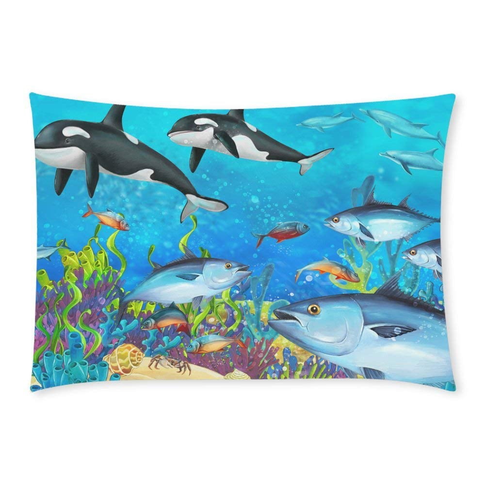 WOPOP Whale Fish Pillow Case Pillow Cover Two Sides Printing 20x30 ...