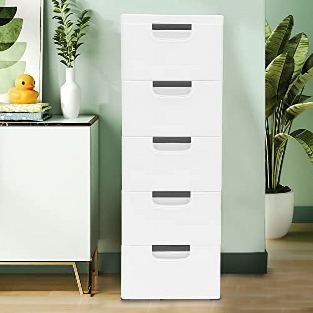 WOQLIBE Plastic Narrow Storage Drawers,Chest of Drawers with Storage ...