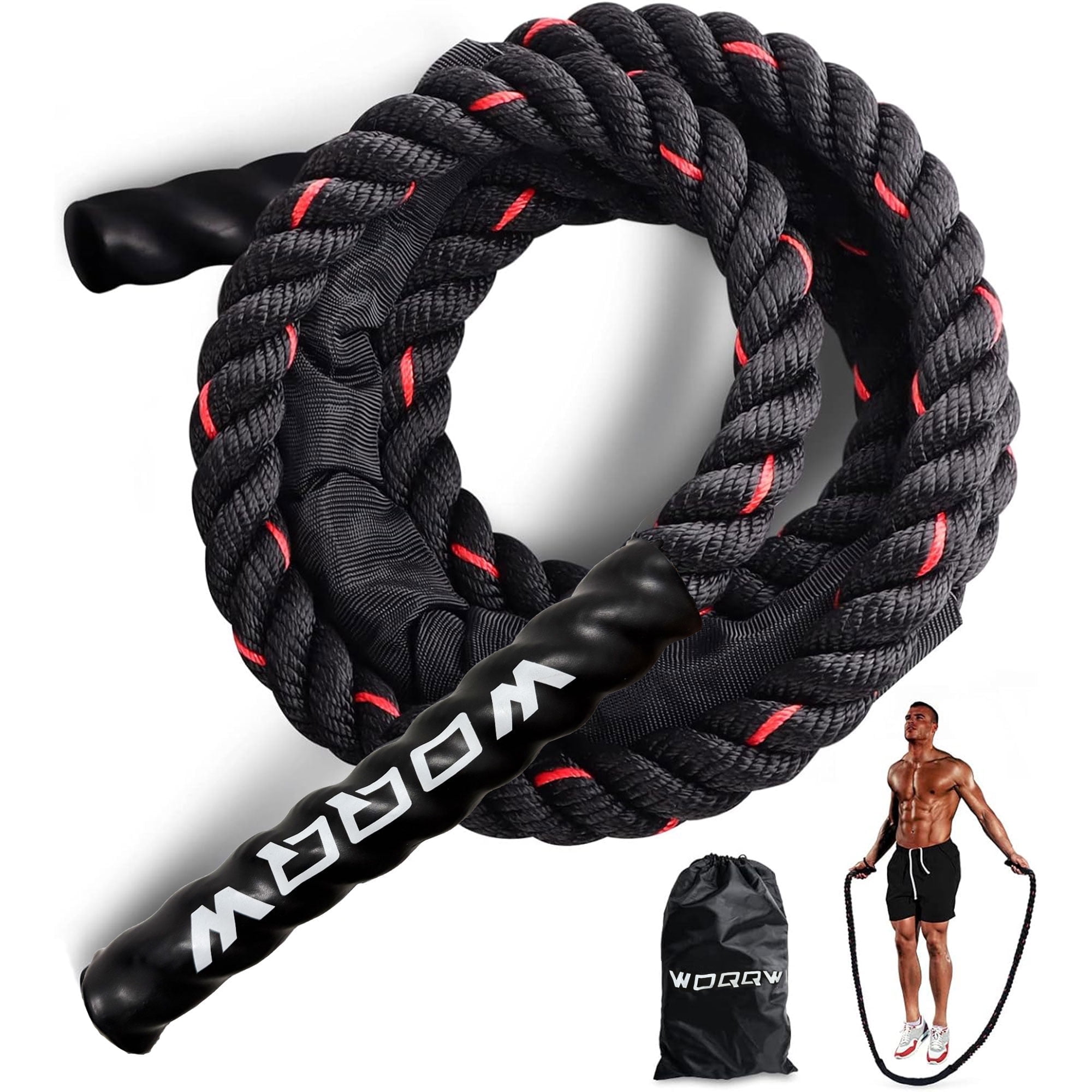 WQQQW 3lb 5.2lb Weighted Jump Rope for Fitness, 9.8ft Heavy Exercise ...