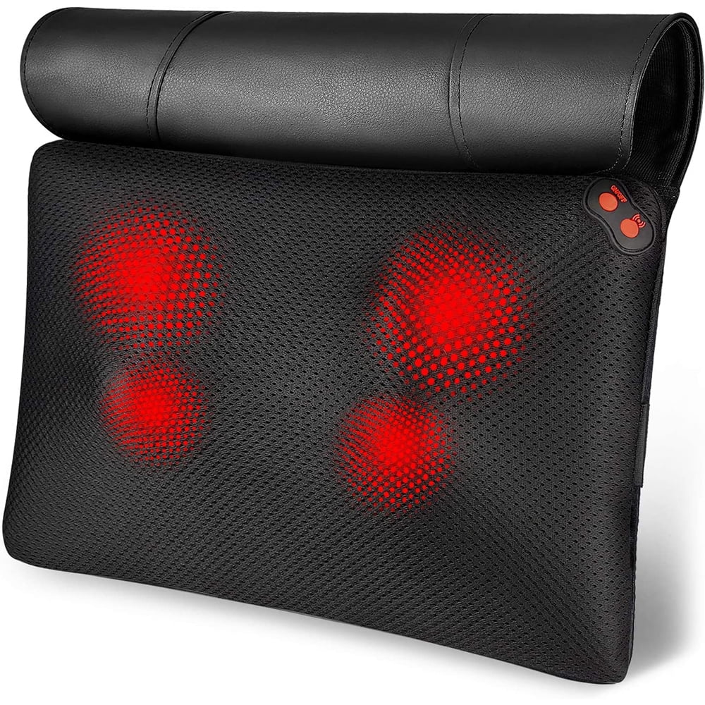 WOQQW Shiatsu Neck and Back Massager, 4 Nodes Square Massage Pillow ...