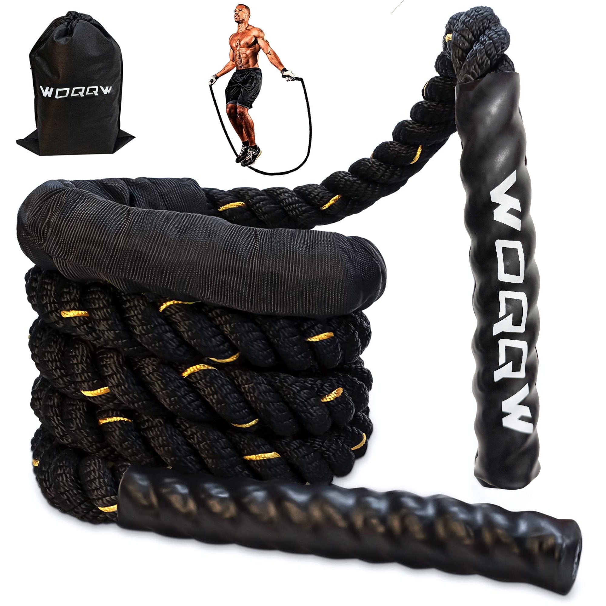 WOQQW Weighted Jump Ropes for Men women, 3lb 5.2lb Heavy Skipping Rope ...