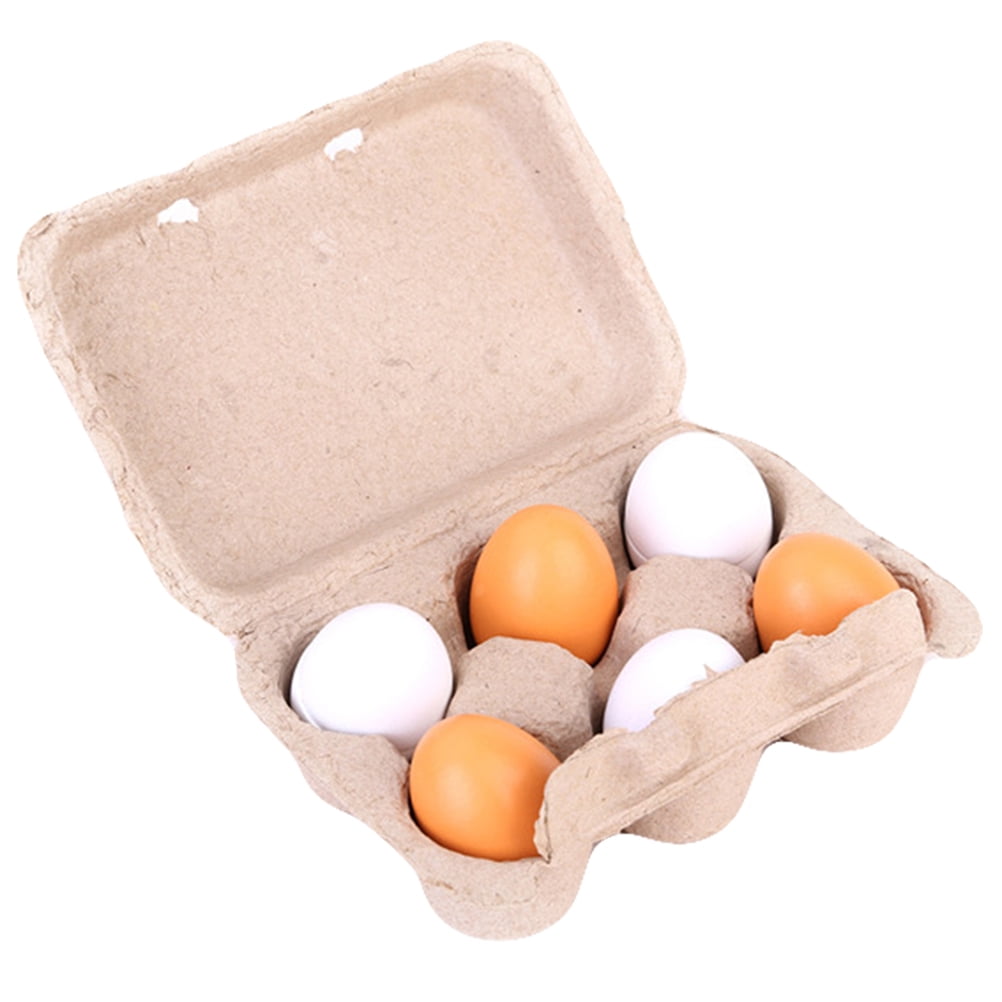 WORGEOUS 1 Box/6pcs Wooden Egg Simulation Eggs Interesting Egg ...