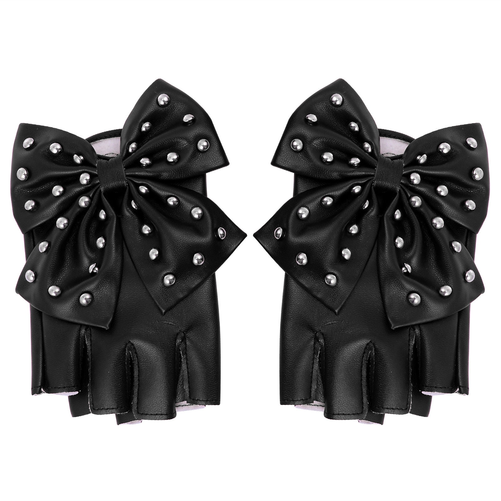 WORGEOUS 1 Pair Black Leather Breathable Half-finger Gloves for Women ...