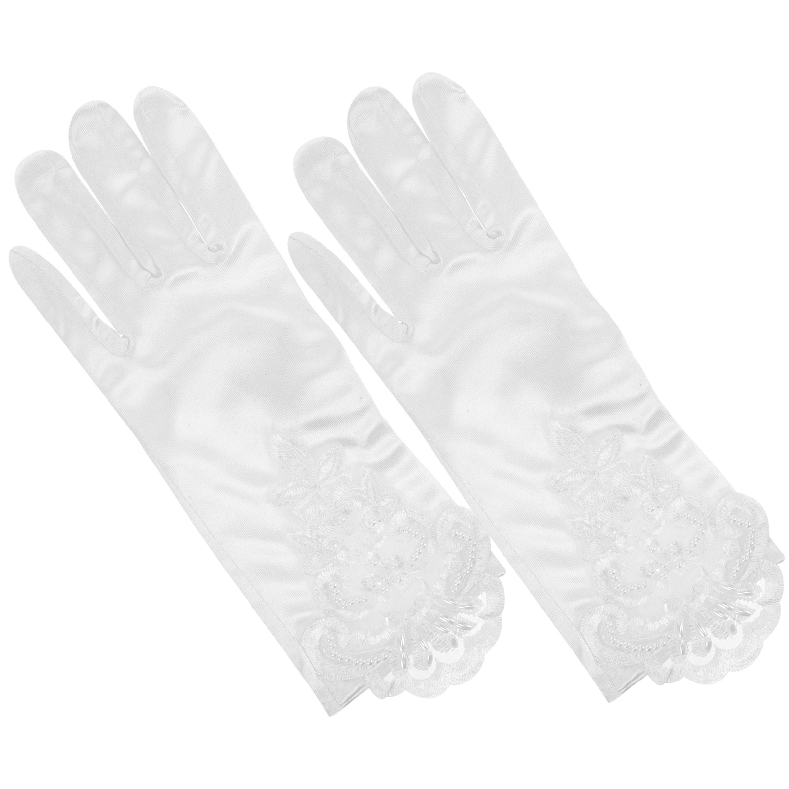 WORGEOUS 1 Pair Kids Gloves Flower Girl Lace Gloves Kids Performance ...