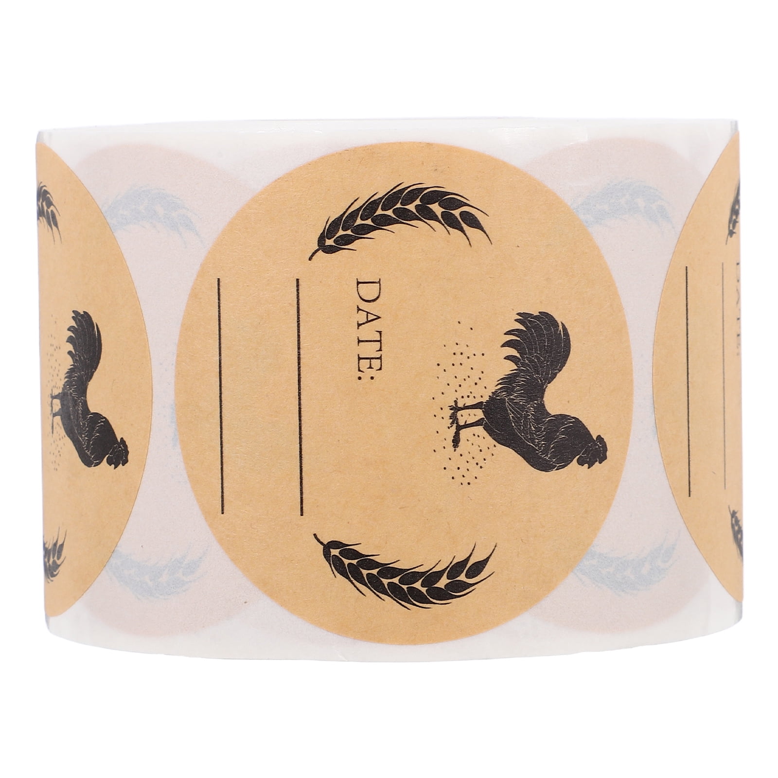 WORGEOUS 1 Roll Round Self Adhesive Chicken Egg Labels Kraft Paper ...