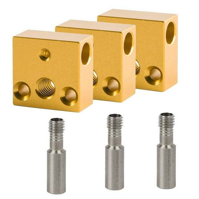WORGEOUS 1 Set 3D Printer Hot End Aluminum Heater Block and Stainless ...
