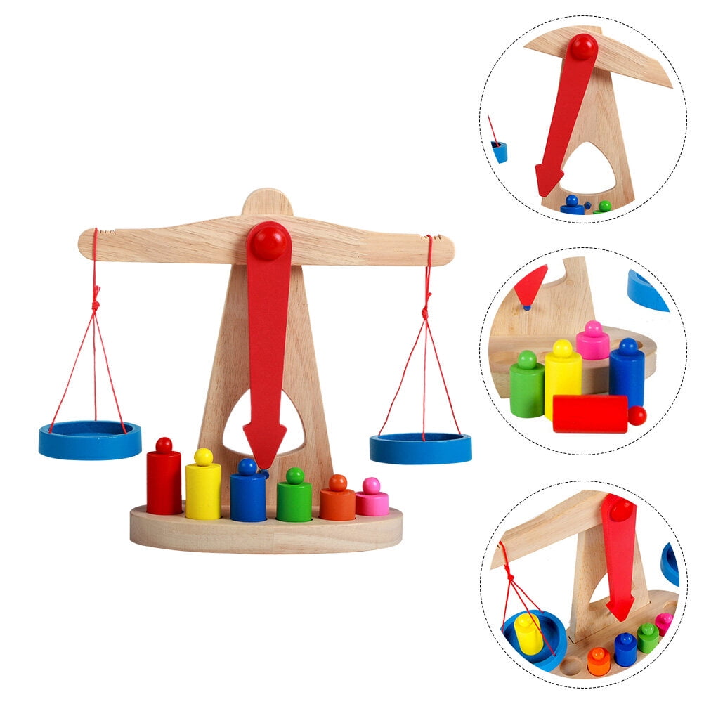 WORGEOUS 1 Set Balance Scale Toys Educational Wooden Toy For Children ...