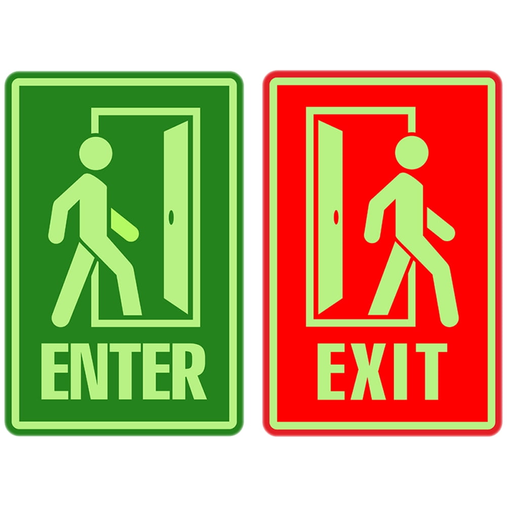 WORGEOUS 1 Set Wall Safety Exit Sign Luminous Exit Sign Glowing Enter ...