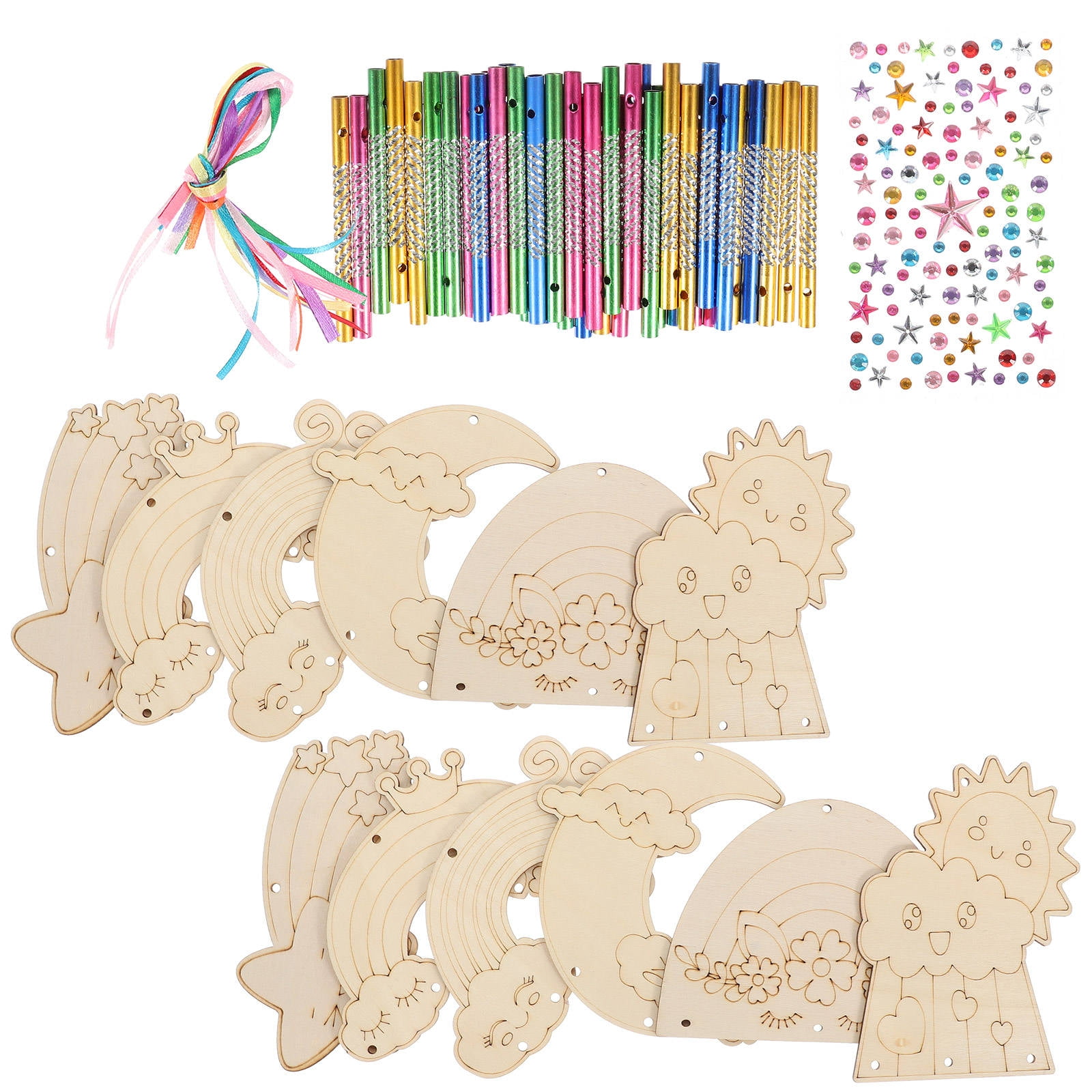 WORGEOUS Diy Wind Chime Craft Wood Garden Ornament Handicraft ...