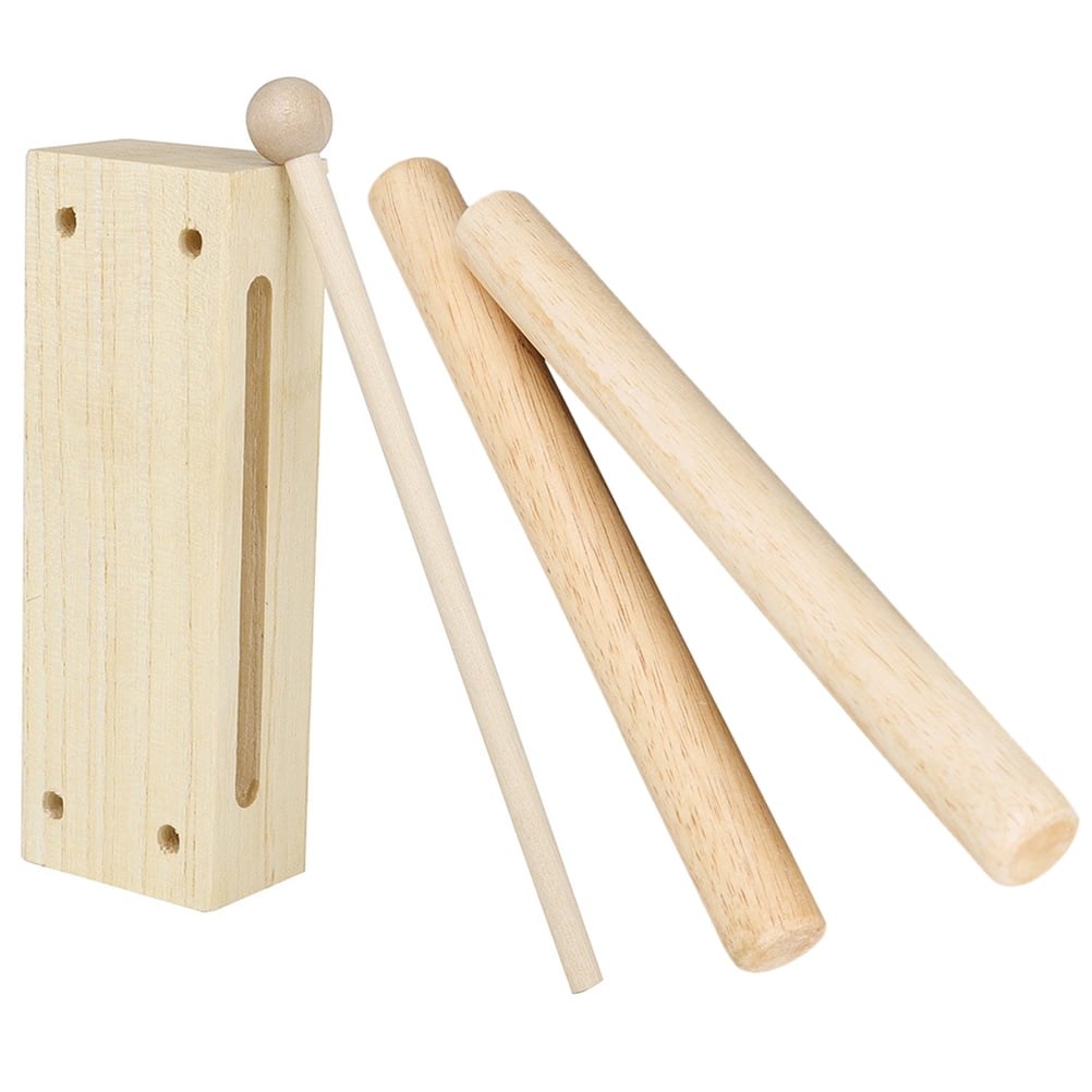 WORGEOUS 1 Set of Wood Block Instrument with Mallet Wood Rhythm Block ...