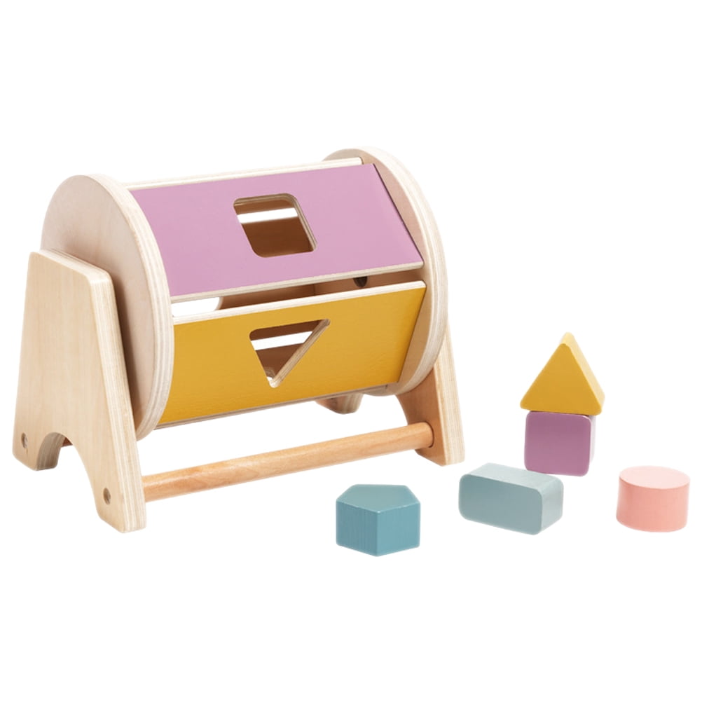 WORGEOUS 1 Set of Wooden Rolling Shape Sorter Cube Shape Sorting Drum ...