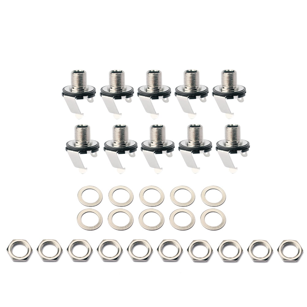WORGEOUS 10 PCS 1/4 Inch 6.35mm Mono Jack Socket Connector Guitar Jack ...