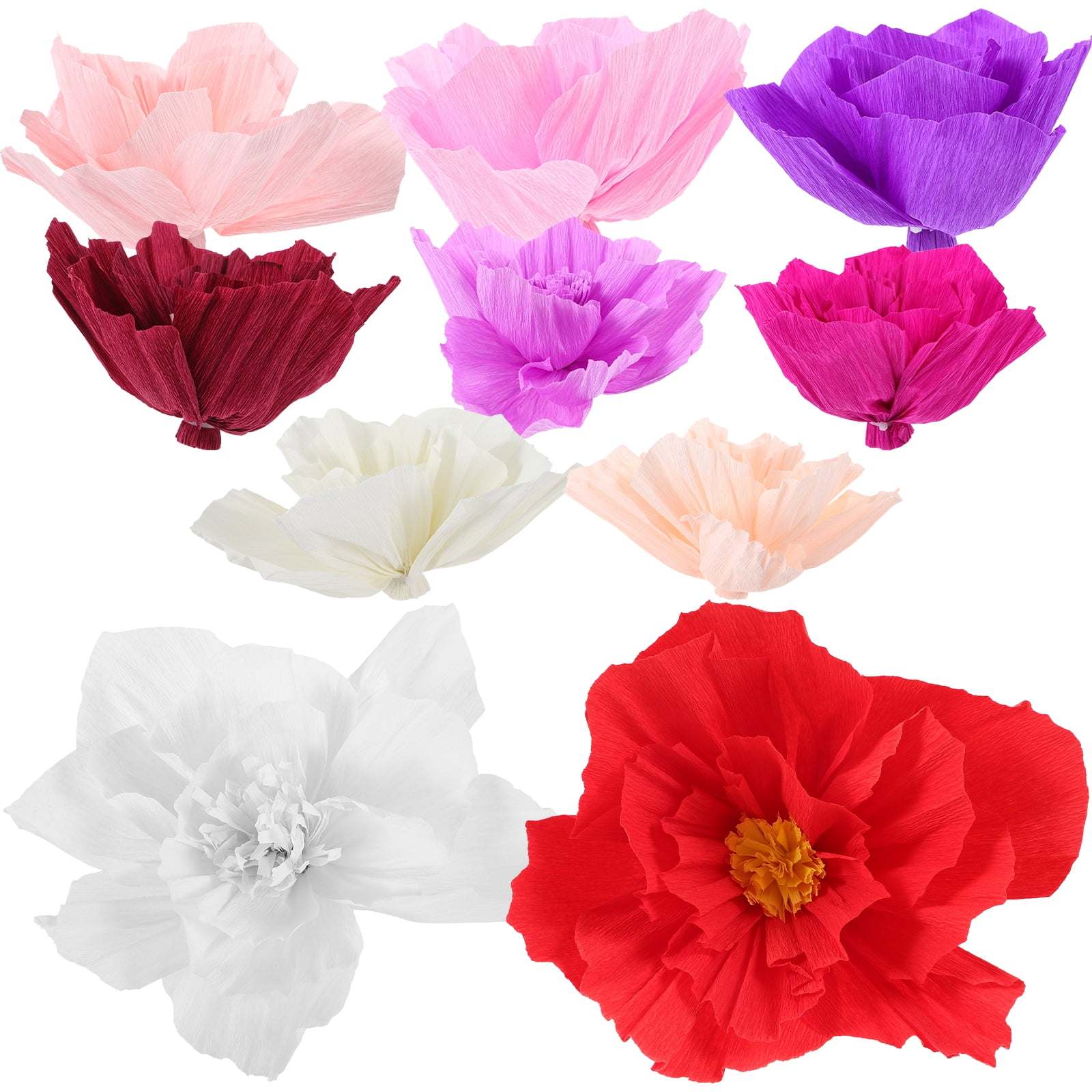 WORGEOUS 10 Pcs Crepe Paper Flowers Ribbons for Crafts Party Decoration ...