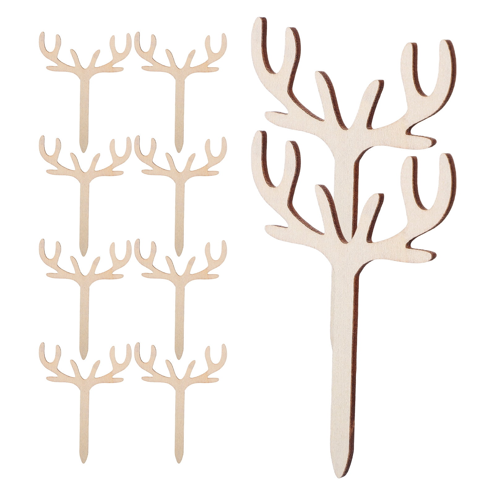 Boho Inspired Wooden Deer Antlers Cake Toppers for Decoration Beige ...