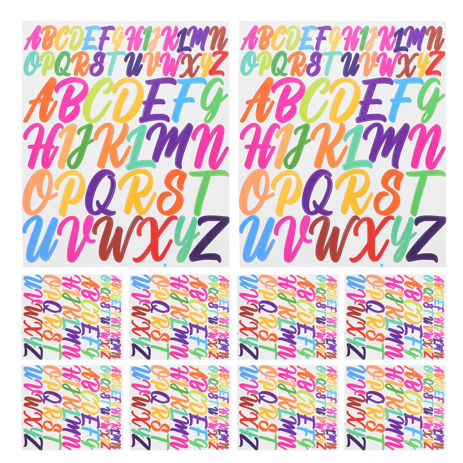 WORGEOUS 10 Sheets Vinyl Letter Stickers Self Adhesive Alphabet ...