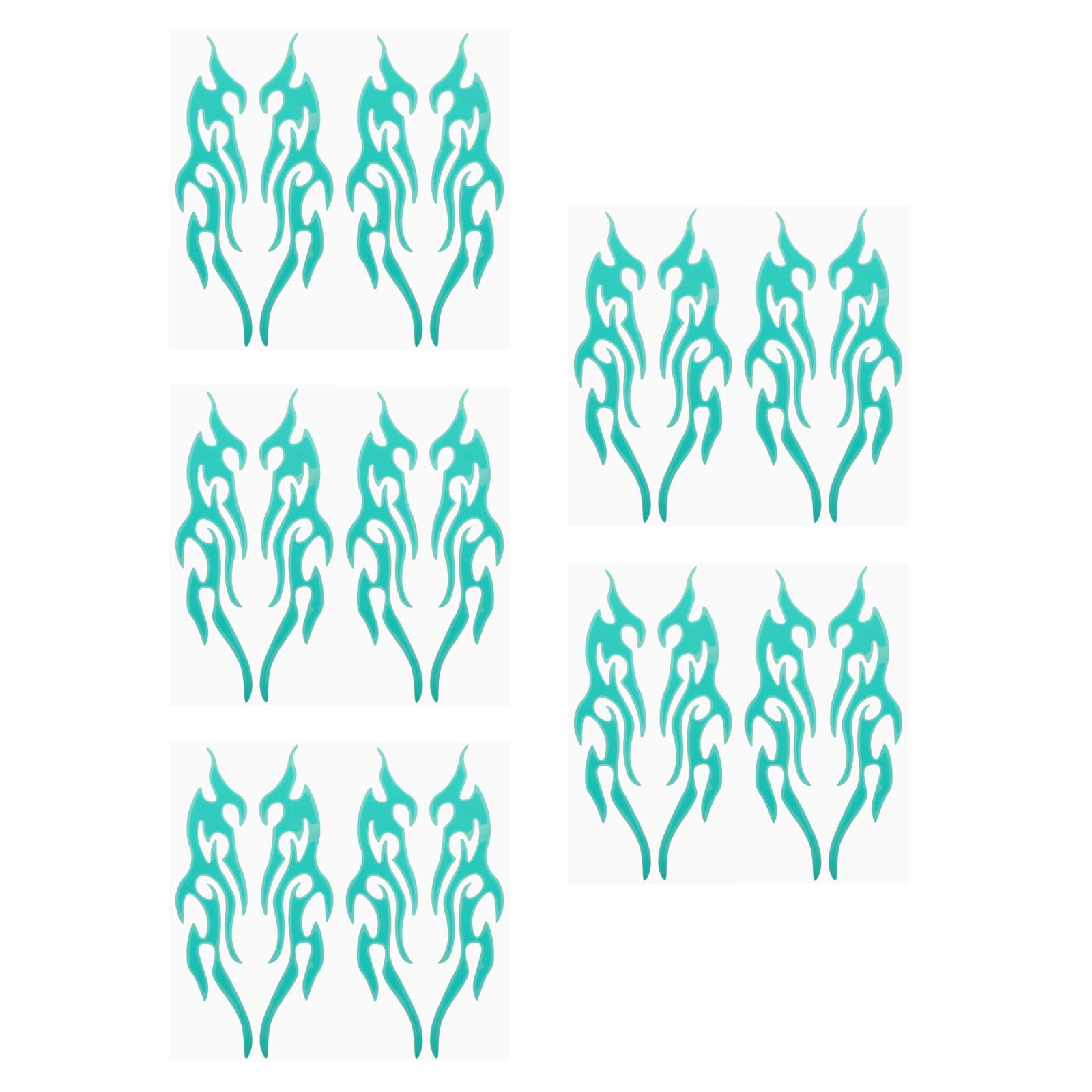WORGEOUS 10 pcs Reflective Flame Stickers Long Stripe Racing Car Decals ...