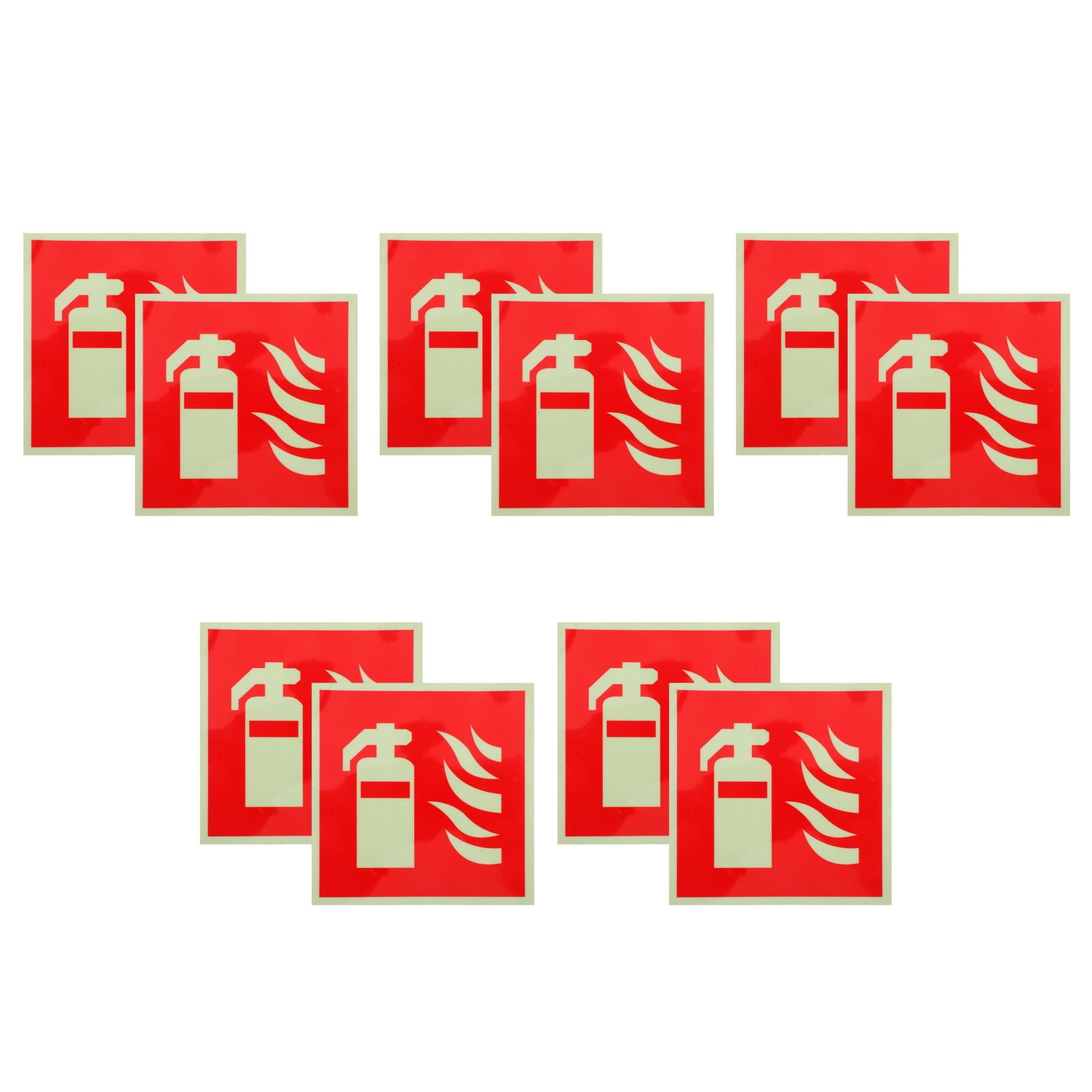 WORGEOUS 10 pcs Self-Adhesive Fire Extinguisher Sign Stickers Glow in ...