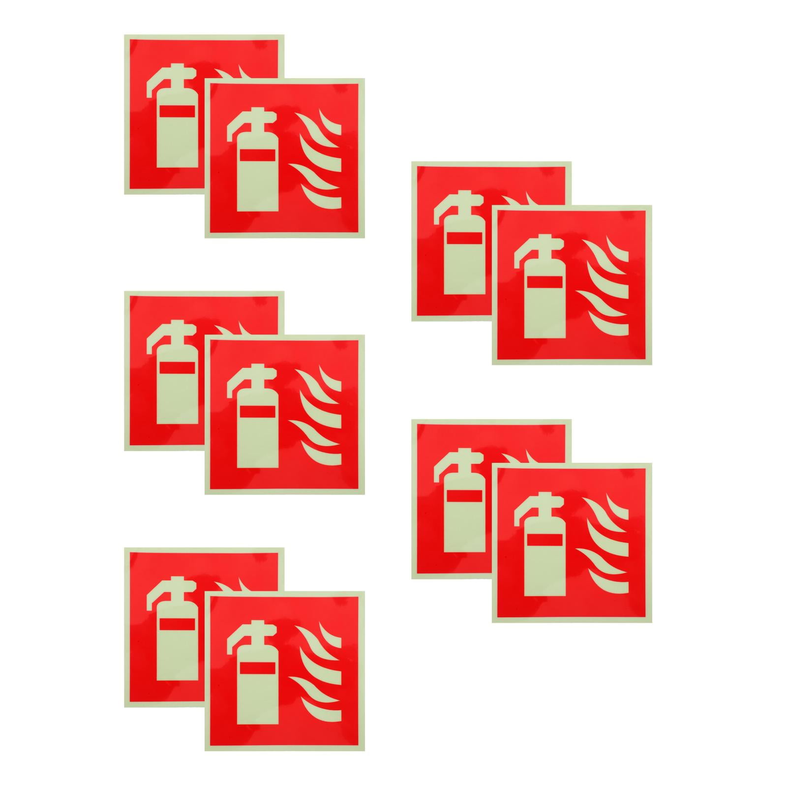 WORGEOUS 10 pcs Self-Adhesive Fire Extinguisher Sign Stickers Glow in ...