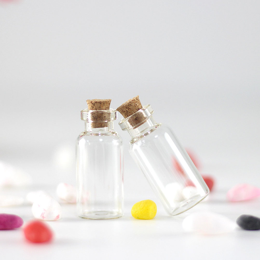 WORGEOUS Tiny Glass Bottles Storage Container Transparent 100pcs Small ...