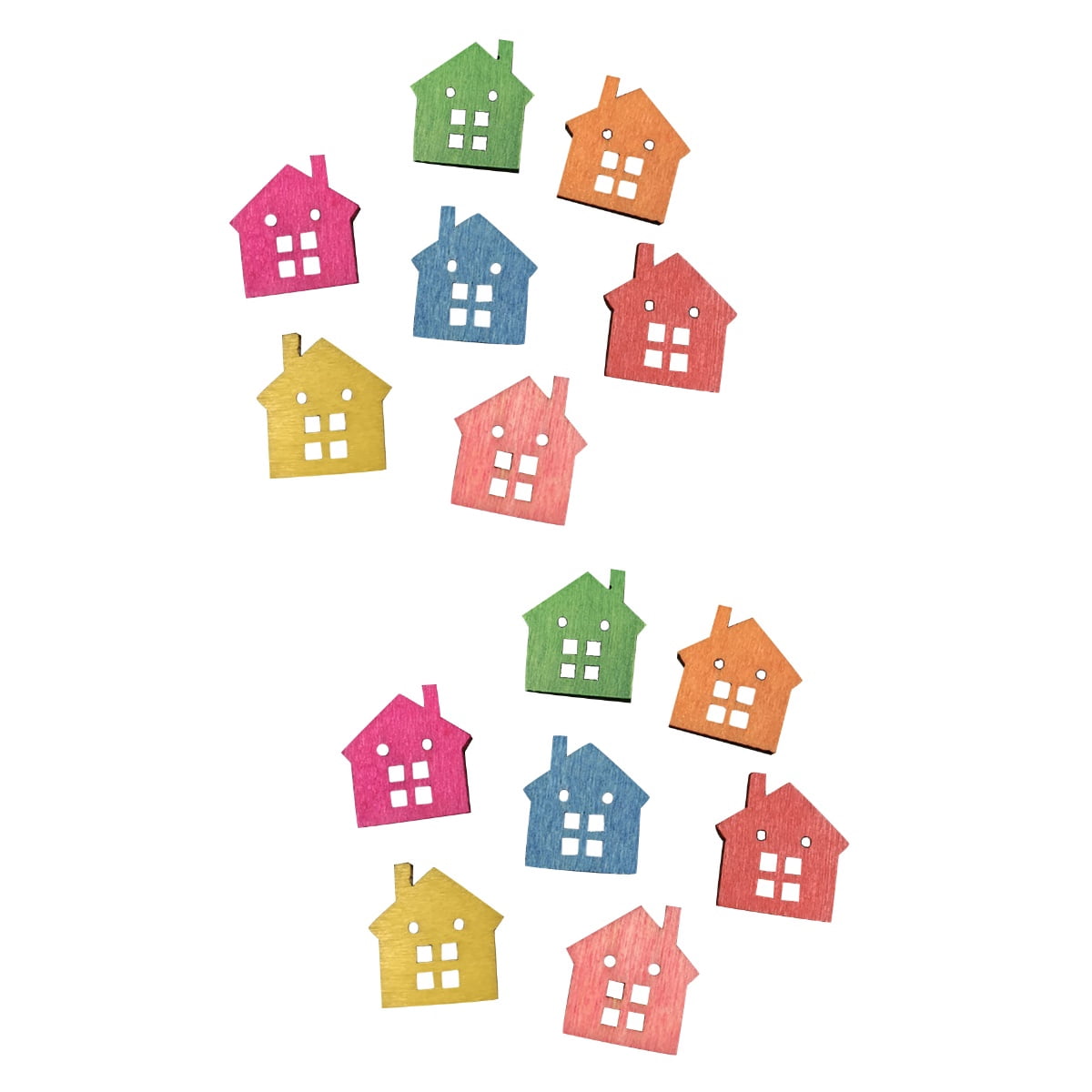WORGEOUS 100 Pcs DIY Wooden Buttons Creative Colored Pattern Buttons ...