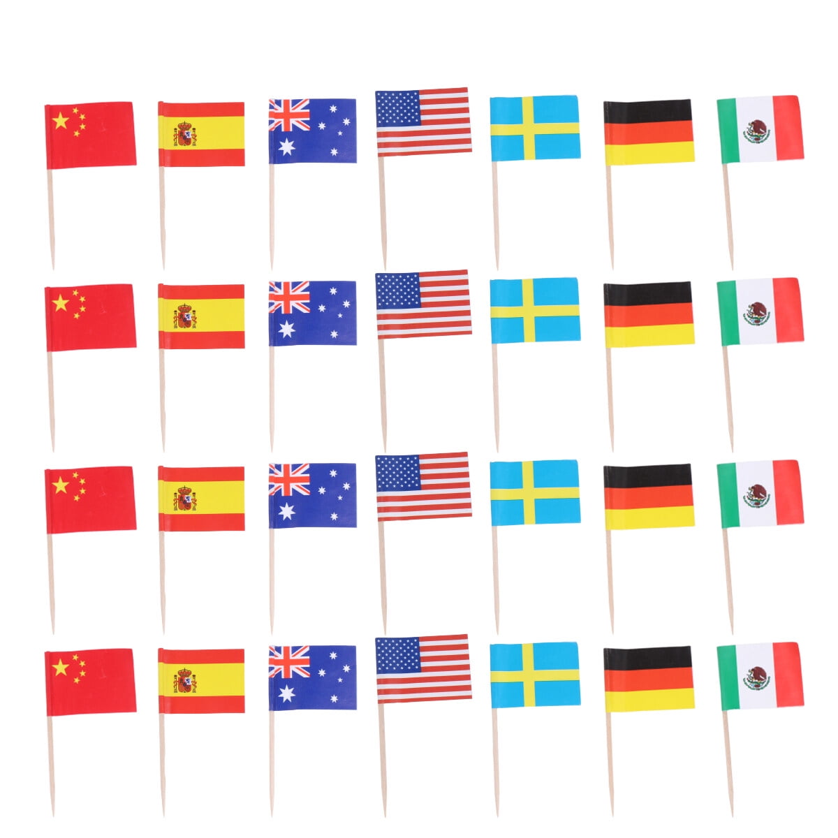 WORGEOUS 100 Pcs Party Fruit Picks World National Flags Cocktail Sticks ...