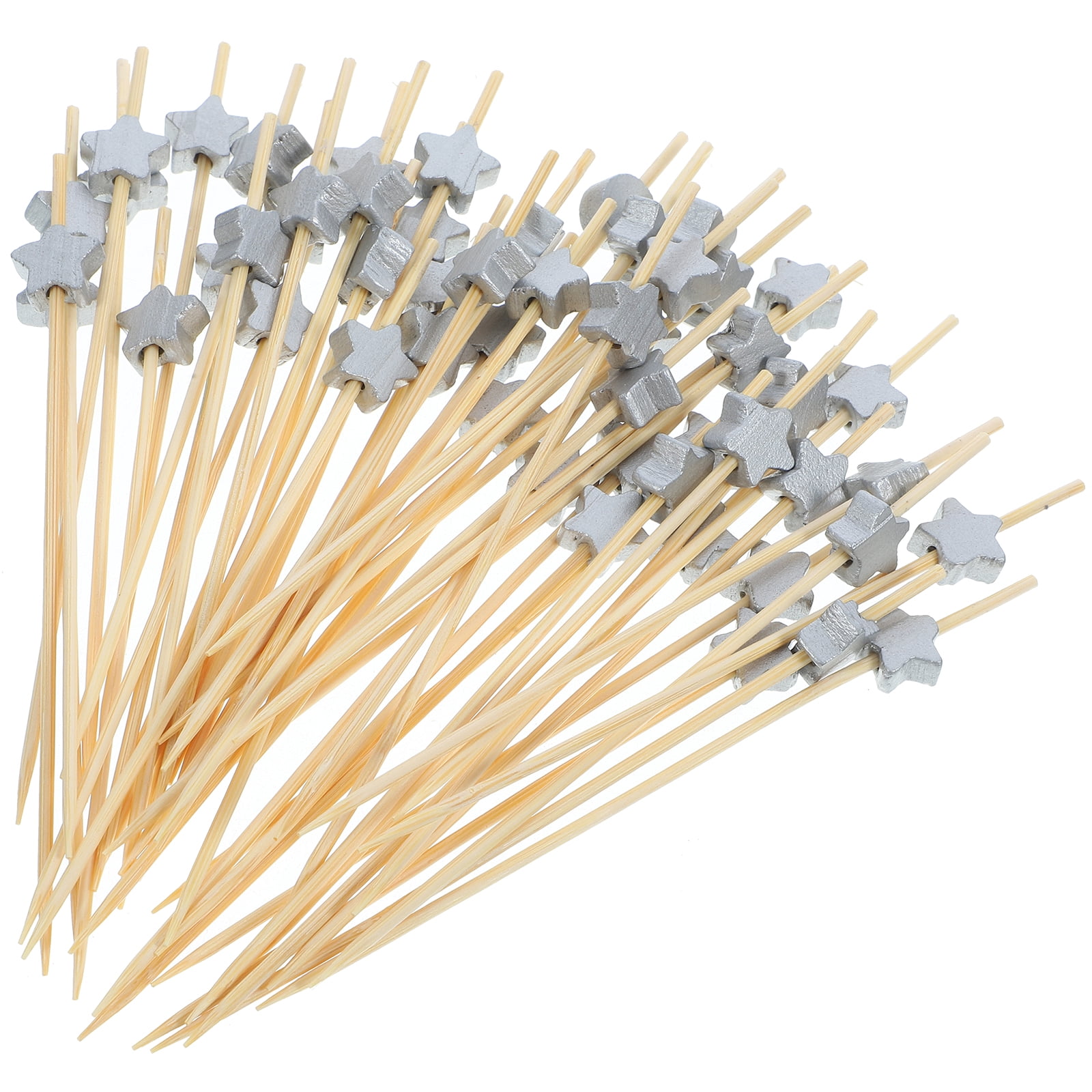WORGEOUS 100 Pcs Party Tooth Sticks Toothpicks Cocktail Skewers Silver ...