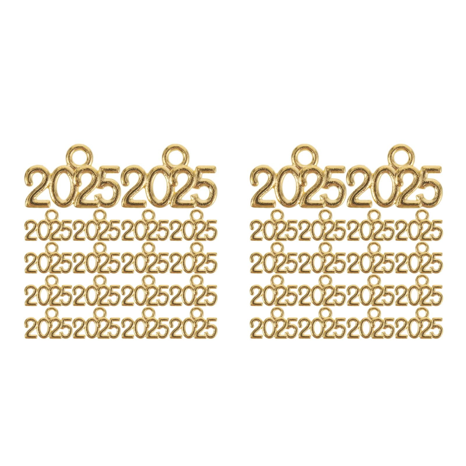 WORGEOUS 100 pcs Metal 2025 Charms Year Antique Number Graduation ...
