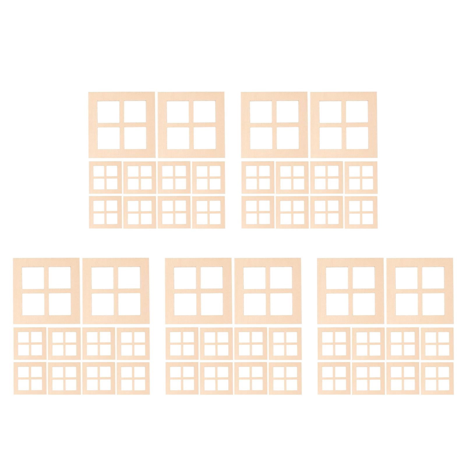 GOOHOCHY WORGEOUS 100 pcs Dollhouse Wooden Windows 1:12 Scale Miniature ...