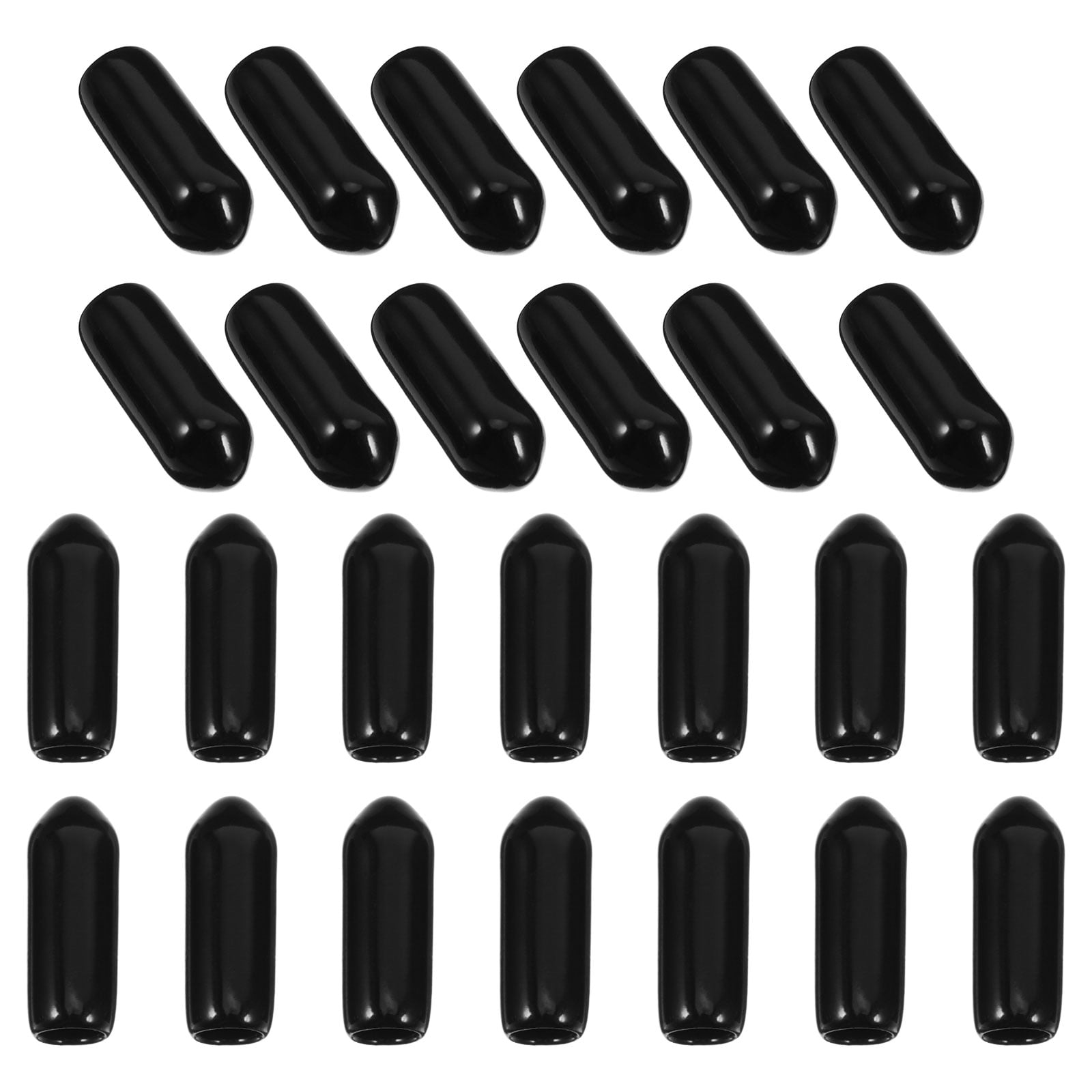 WORGEOUS 100pcs Black PVC Screw Thread Protectors Rubber End Caps for ...
