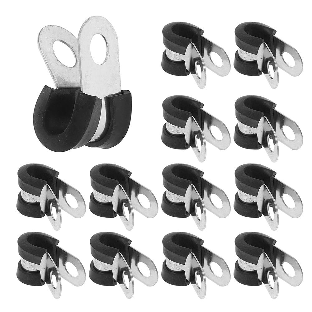 WORGEOUS 100pcs Pipe Clips Cord Clamps Stainless Cable Clamps Plastic ...
